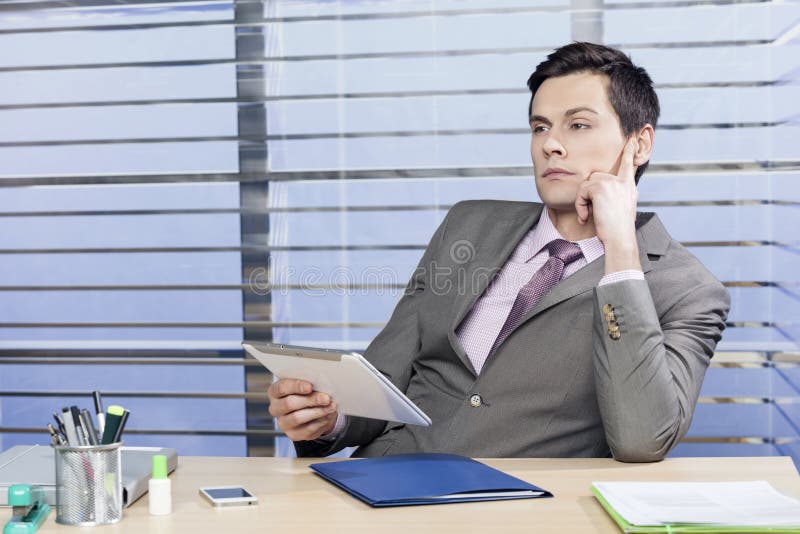 Businessman thinking stock photo. Image of male, fresh - 39642152