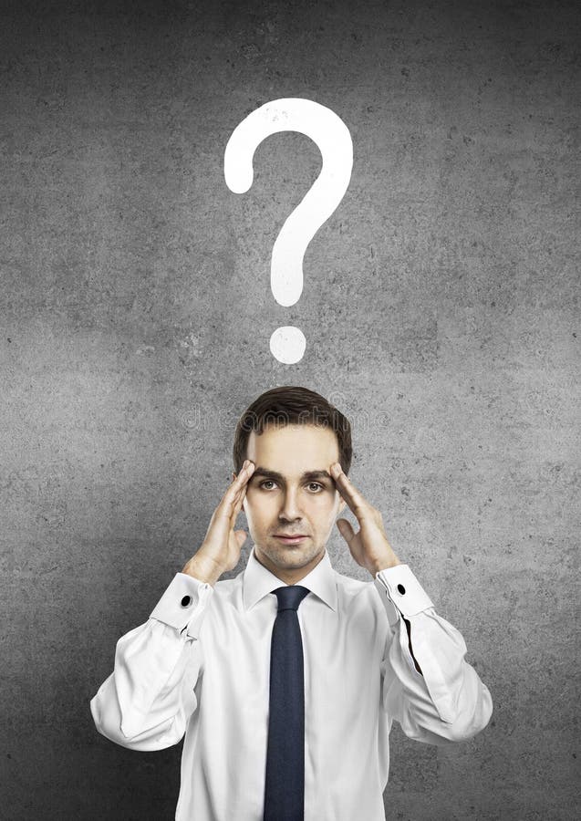Businessman thinking stock photo. Image of sign, brainstorming - 31846894