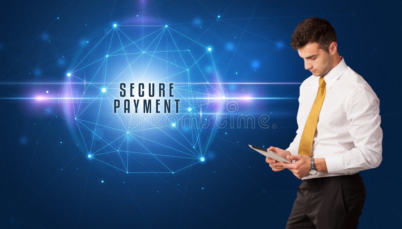Businessman Thinking about Security Stock Photo - Image of network ...