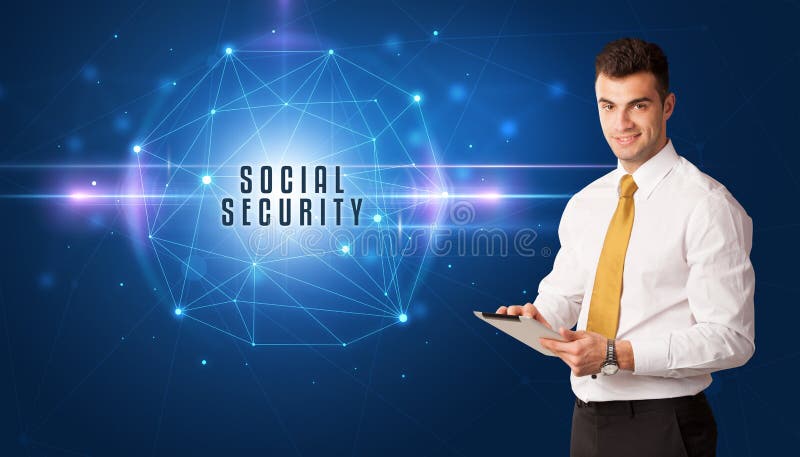 Businessman Thinking about Security Stock Photo - Image of digital ...