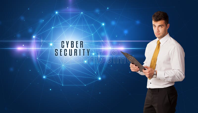 Businessman Thinking about Security Stock Photo - Image of cyber ...