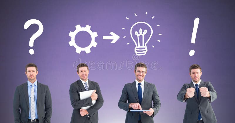 Businessman Thinking in Sequence with Ideas and Brainstorm Process ...