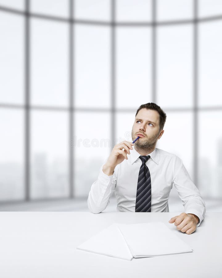 Businessman thinking stock image. Image of business, loft - 32989929