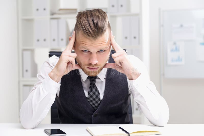 Businessman Thinking about Something Serious Stock Photo - Image of ...