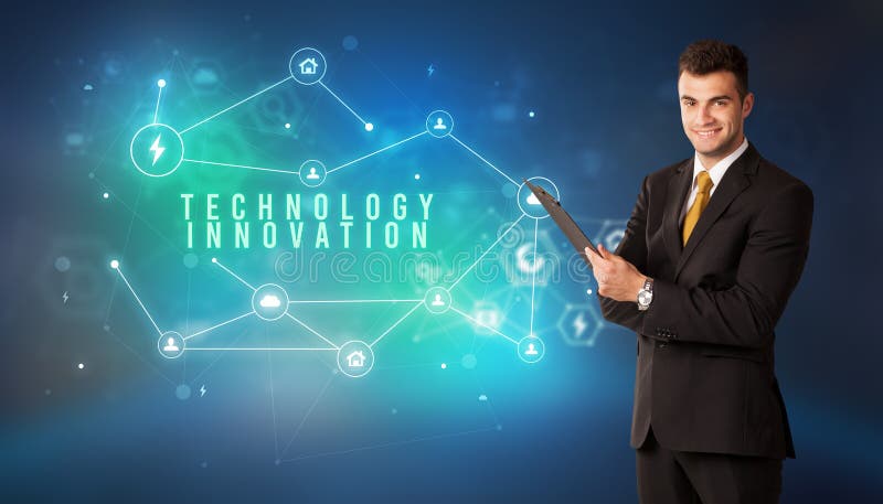 Businessman Thinking about Technology Stock Image - Image of online ...