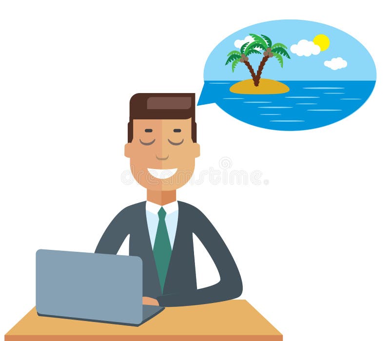 Businessman Thinking about Vacation Stock Vector - Illustration of ...