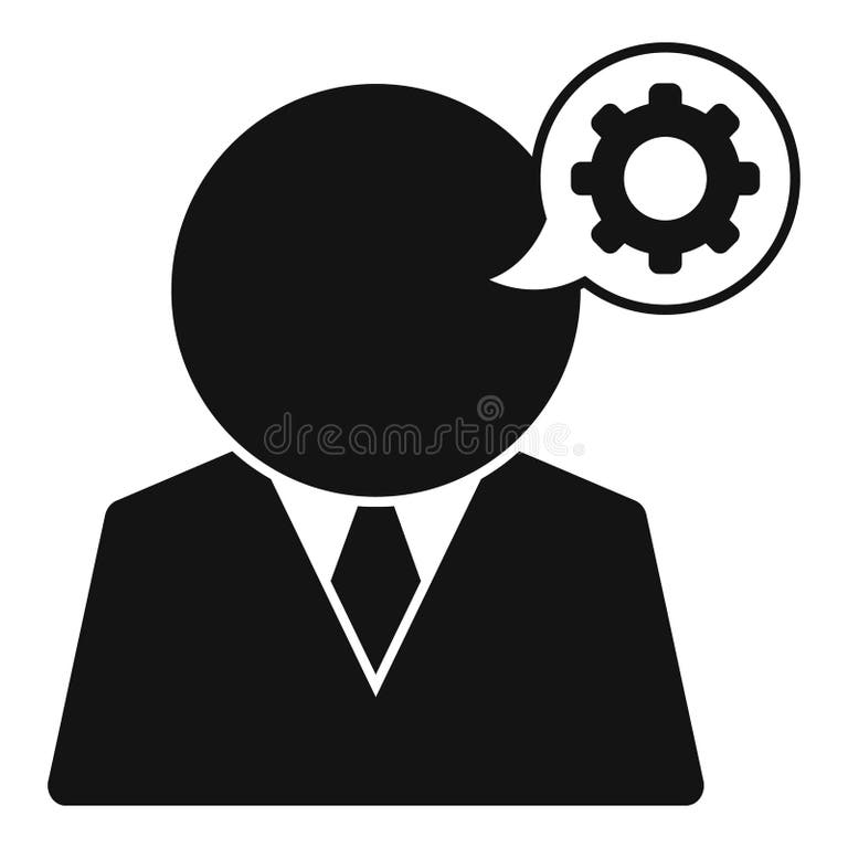 Businessman Thinking about Work Process with Gear Icon in Speech Bubble ...