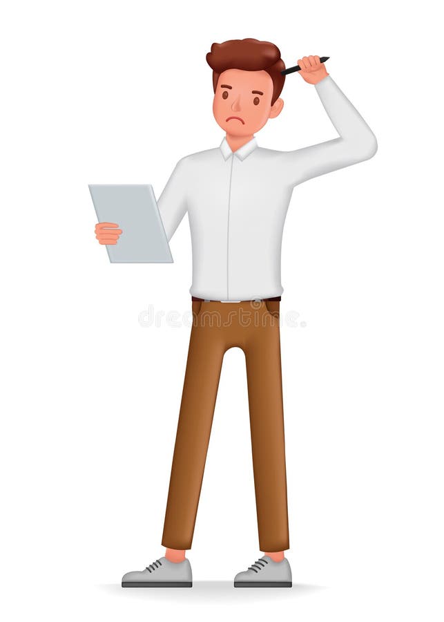 Businessman Thinking and Working Character Design. 3d Vector ...