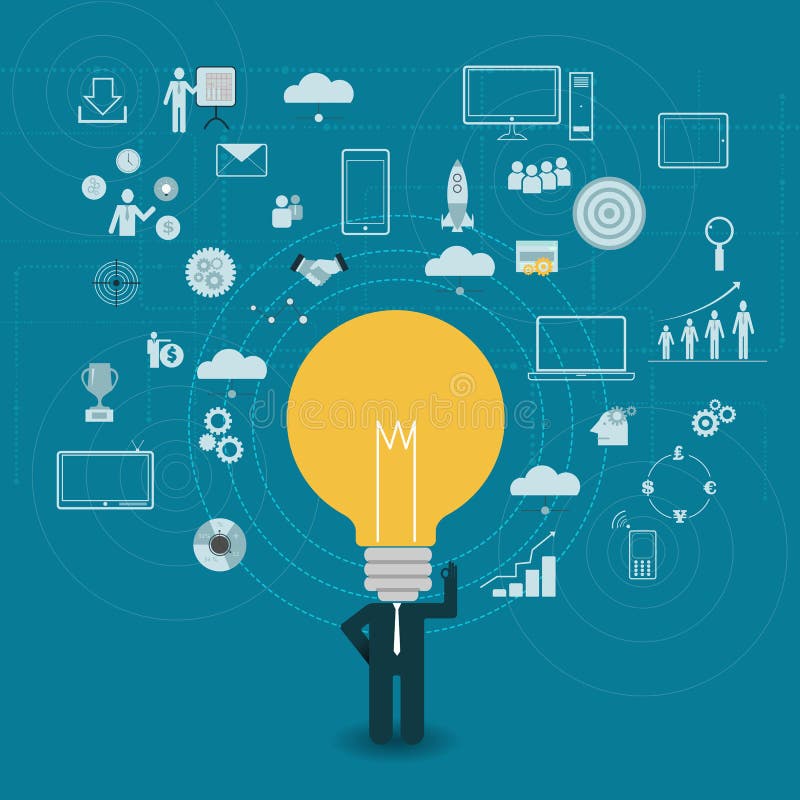 Businessman Thinks of a New Creative Idea Concept Stock Vector ...