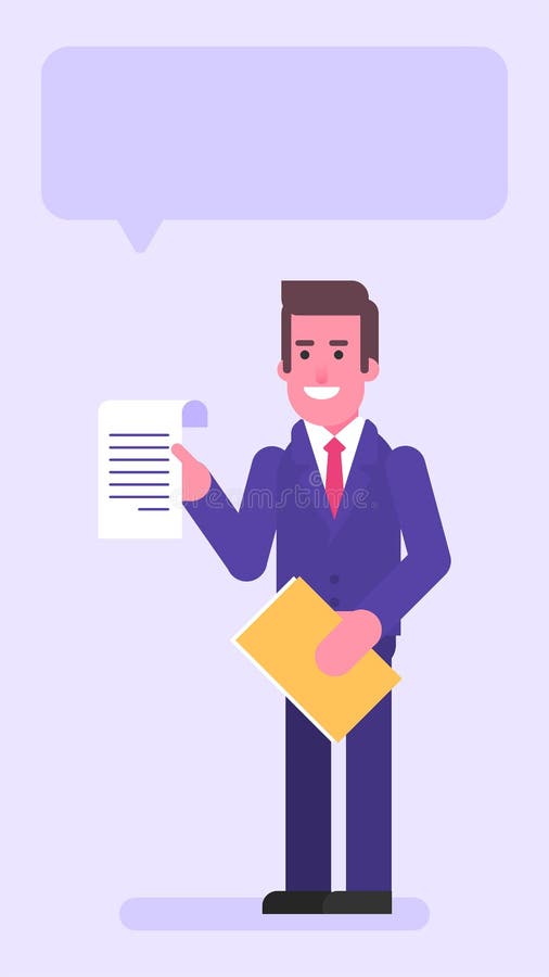 Businessman Three Quarters Face Holding Folder and Document Stock ...