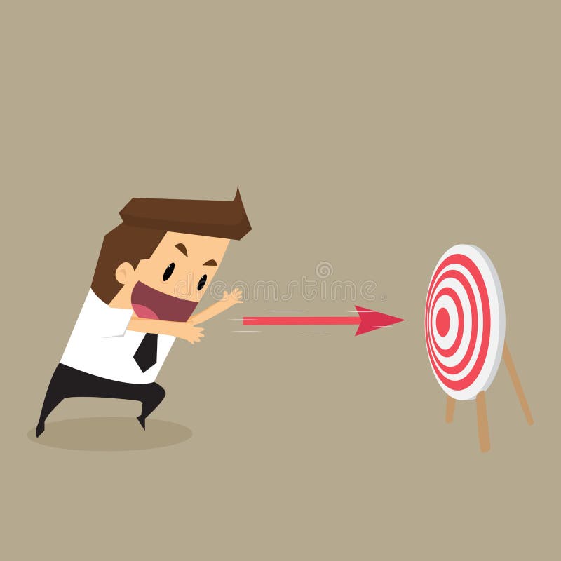 Businessman Throw Arrow on Target Stock Vector - Illustration of career ...