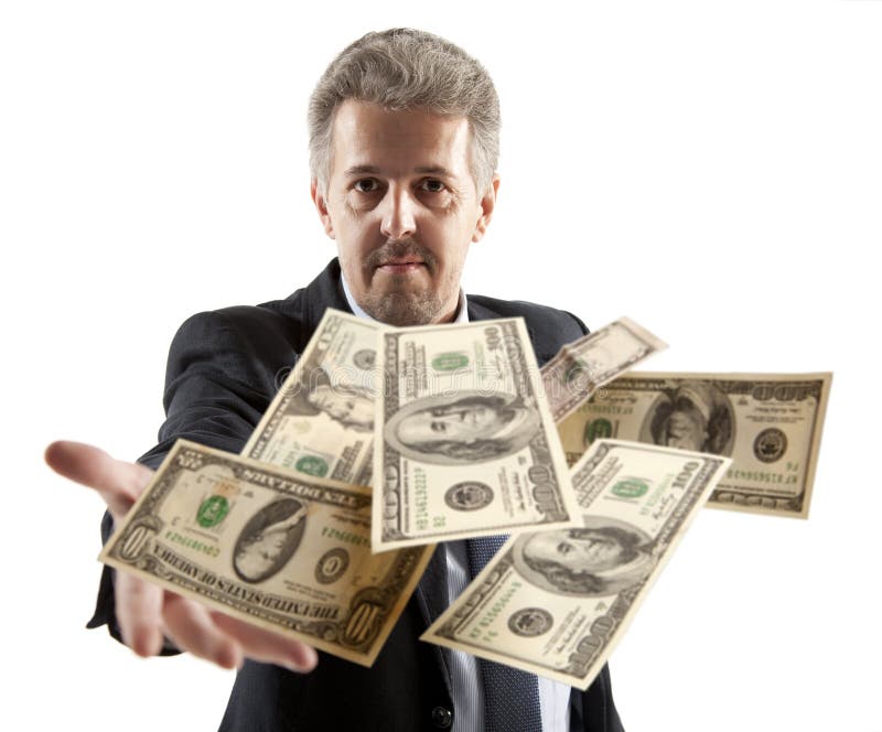 Businessman Throwing Dollar Stock Photo - Image of money, financial ...
