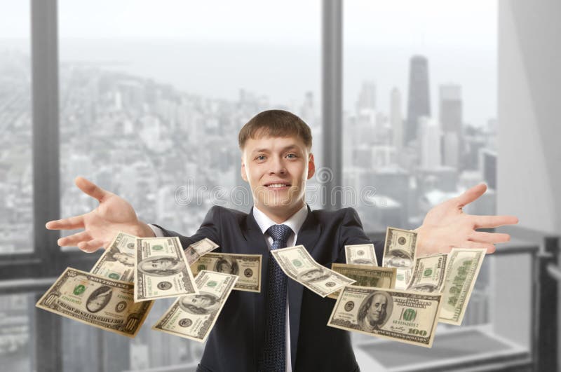 Businessman Throwing Dollar Stock Image - Image of smart, earn: 47203883