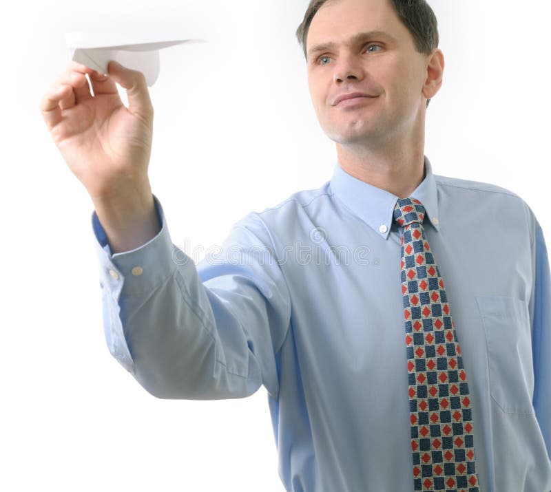 Businessman Throwing a Paper Airplane Stock Image - Image of isolated ...