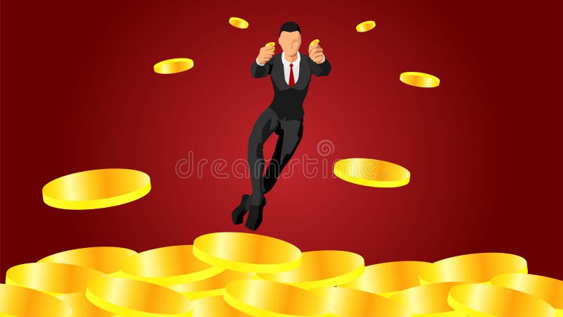 The Businessman Throws a Coin by Hand. Throwing a Gold Coin. Rich ...
