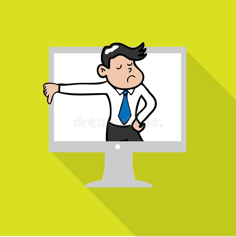 Businessman Thumb Down in Computer Stock Vector - Illustration of ...