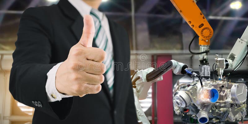 Businessman Thumbs Up Industrial Technology Construction Stock Photo ...