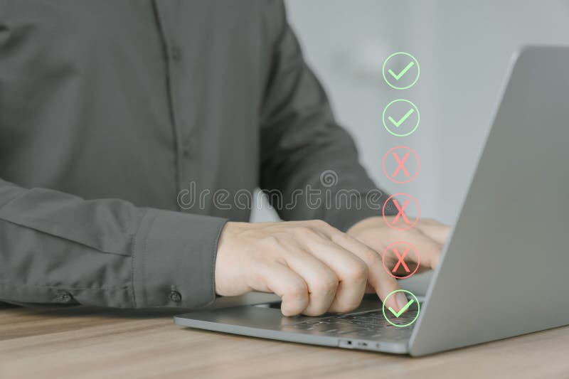 Businessman Use Pen To Tick Correct Sign Mark in Checkbox for Document ... Businessman Use Pen To Tick Correct Sign Mark in Checkbox for Document ...