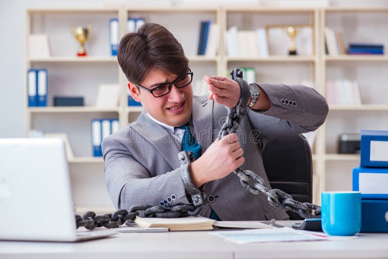 The Businessman Tied with Chains To His Work Stock Photo - Image of ...