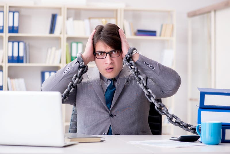 The Businessman Tied with Chains To His Work Stock Image - Image of ...