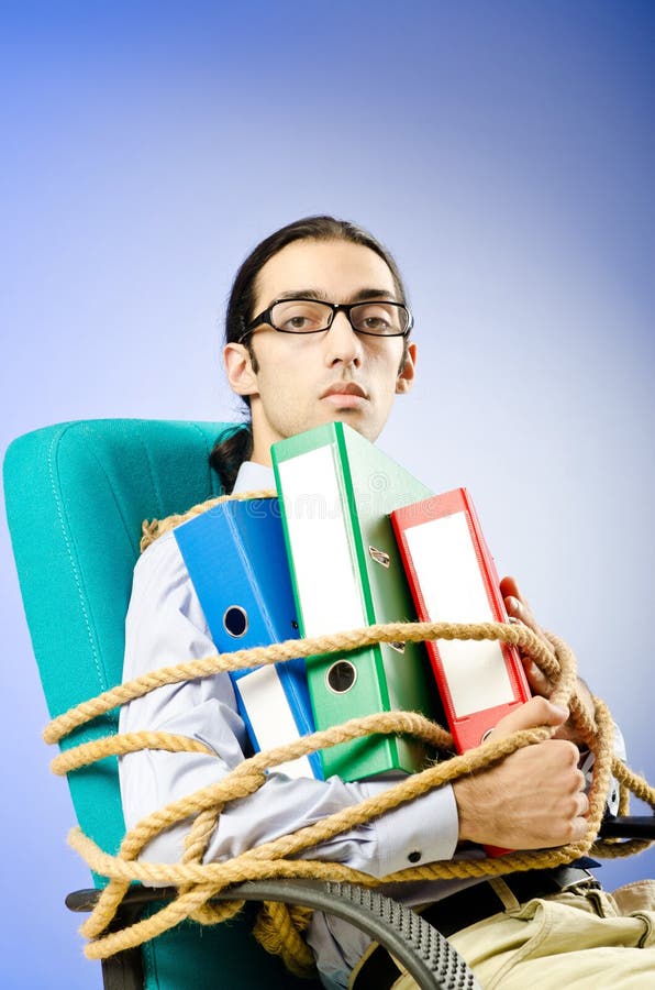 Businessman tied with rope stock image. Image of people - 22663817