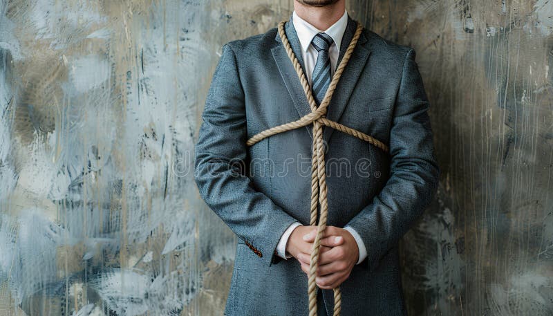 Businessman Tied Up with Rope Stock Image - Image of studio, success ...