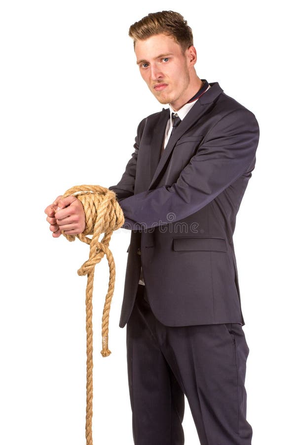 Man tied up with rope stock photo. Image of freedom, prisoner - 28418148