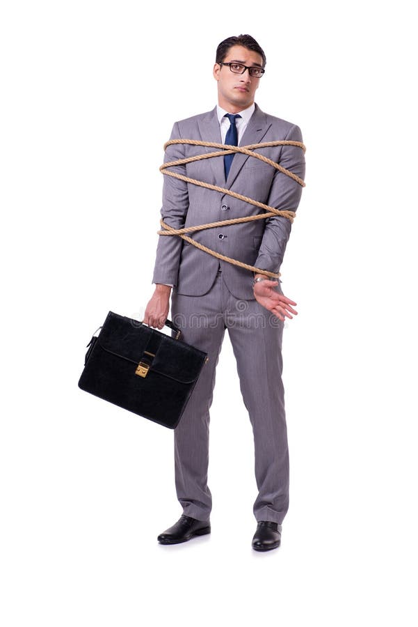 Man tied up with rope stock photo. Image of glasses, person - 28135158