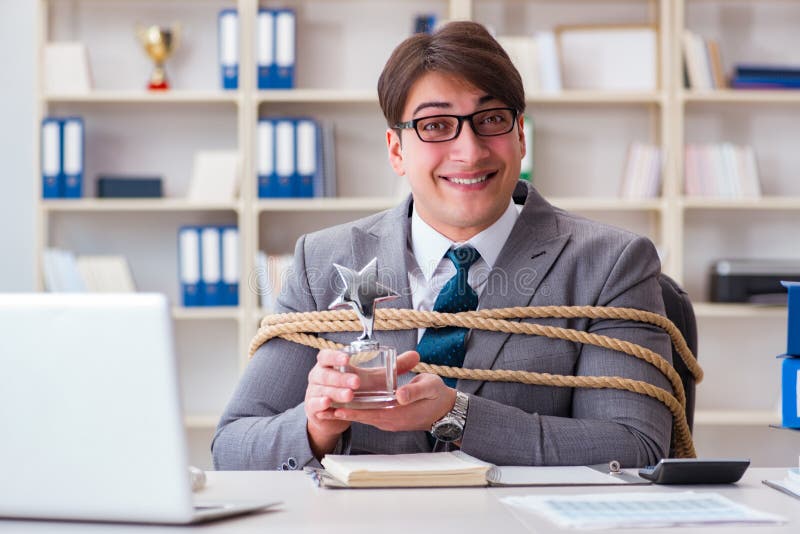 The Businessman Tied Up with Rope in Office Stock Image - Image of ...