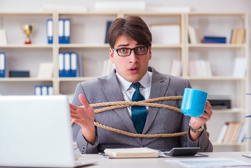 The Businessman Tied Up with Rope in Office Stock Photo - Image of ...
