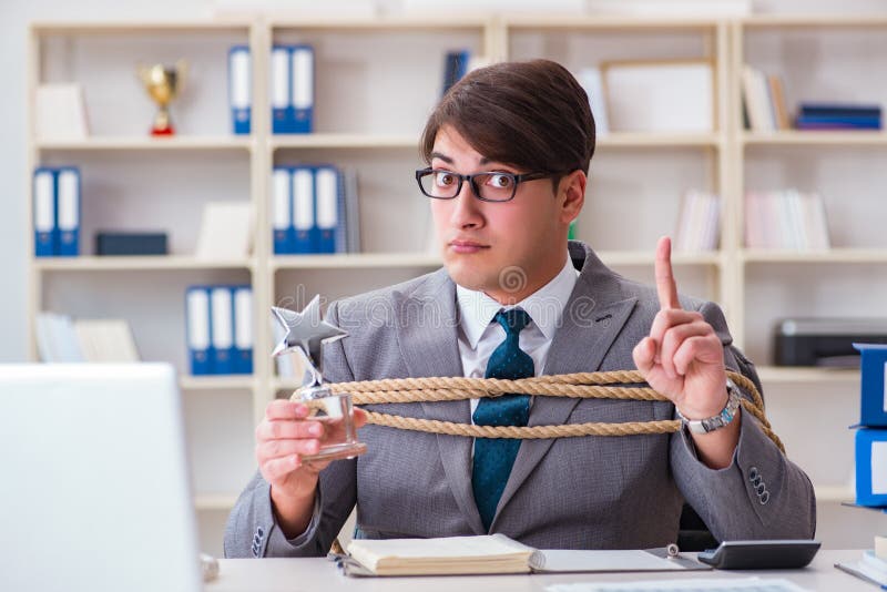 The Businessman Tied Up with Rope in Office Stock Photo - Image of ...