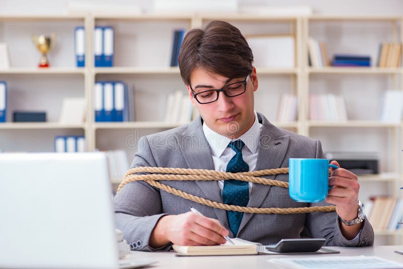 The Businessman Tied Up with Rope in Office Stock Image - Image of ...