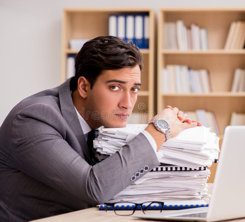 Businessman Tired Sitting in the Office Stock Photo - Image of male ...