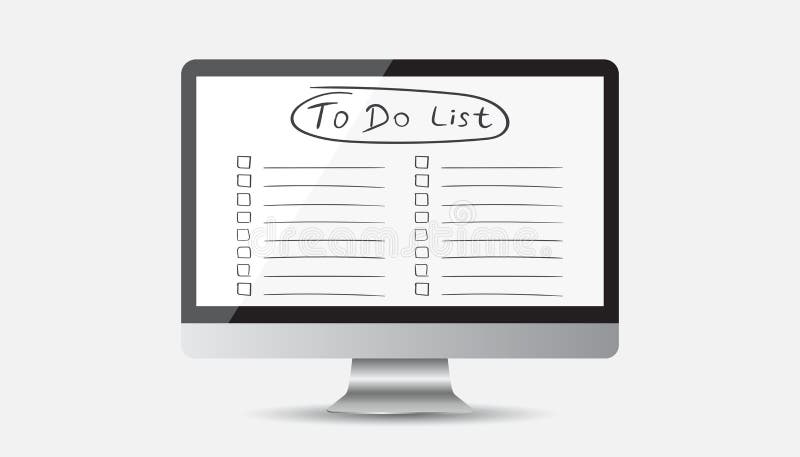 Businessman To Do List, Checklist with Computer. Check List Icon Stock ...