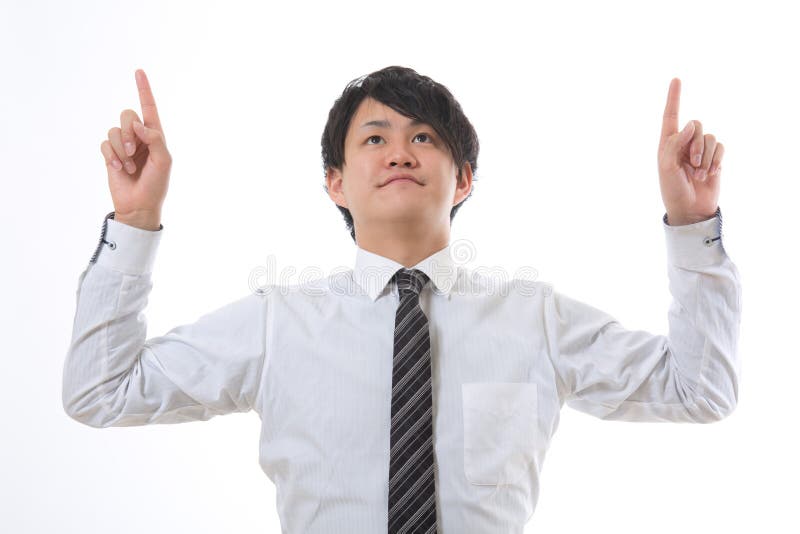 Businessman to point at stock image. Image of face, japanese - 24854771