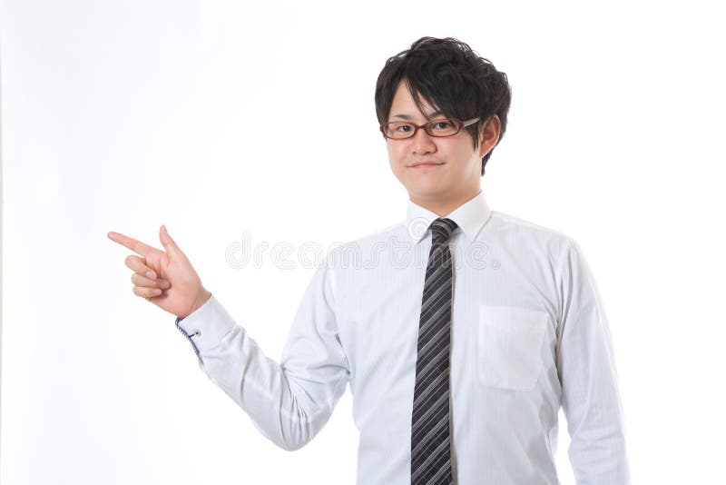 Businessman to point at stock photo. Image of left, white - 25003086