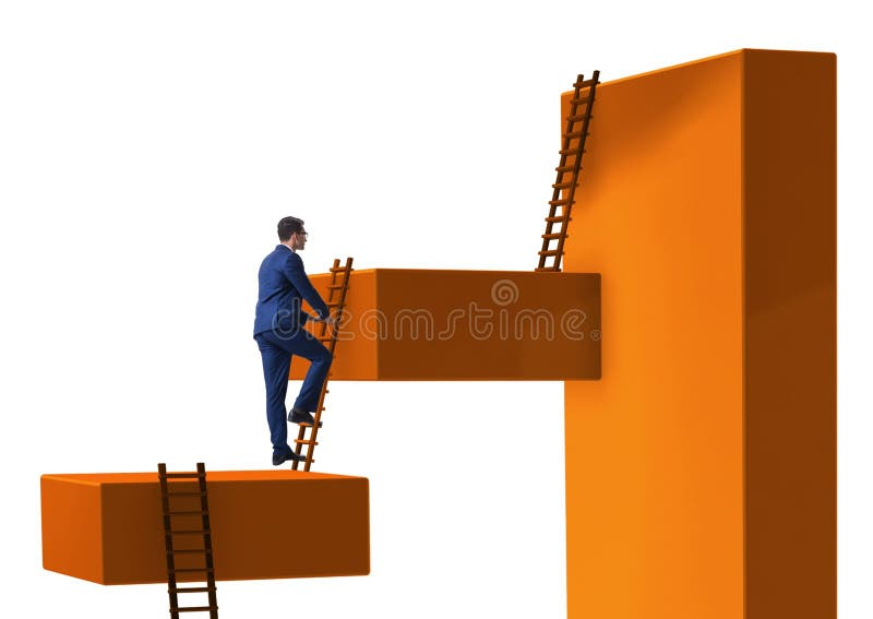 Businessman on Top of Block Isolated on White Stock Illustration ...