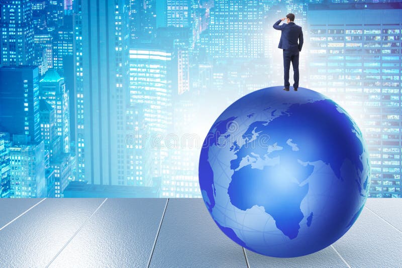 Businessman on Top of the World Stock Image - Image of business ...