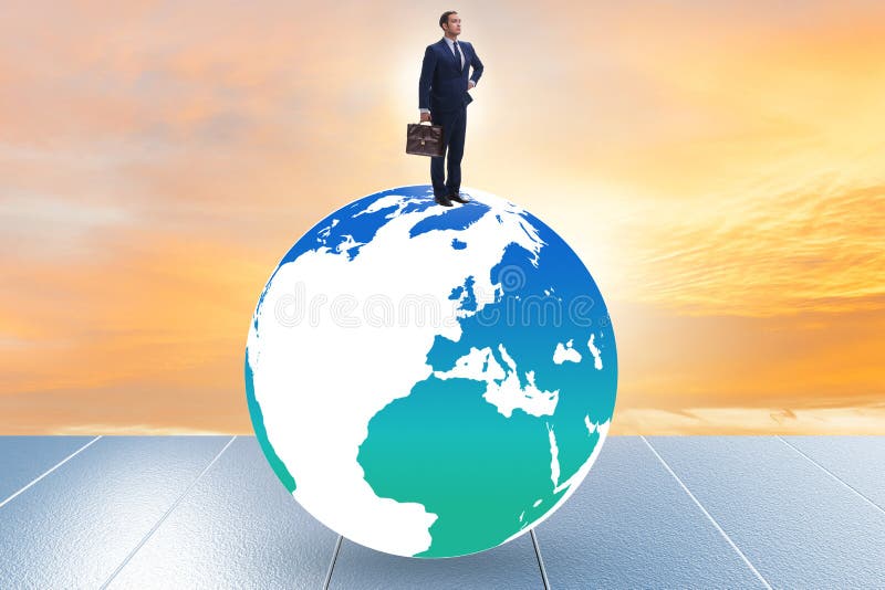 Businessman on Top of the World Stock Image - Image of business ...