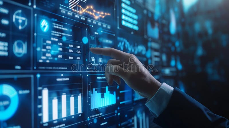 Businessman Touch Automated Data Management System To Create Reports ...