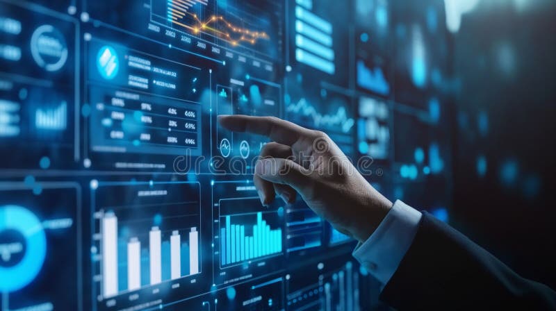 Businessman Touch Automated Data Management System To Create Reports ...