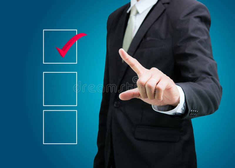 Businessman Checking Mark Checklist Marker Stock Photo - Image of ...