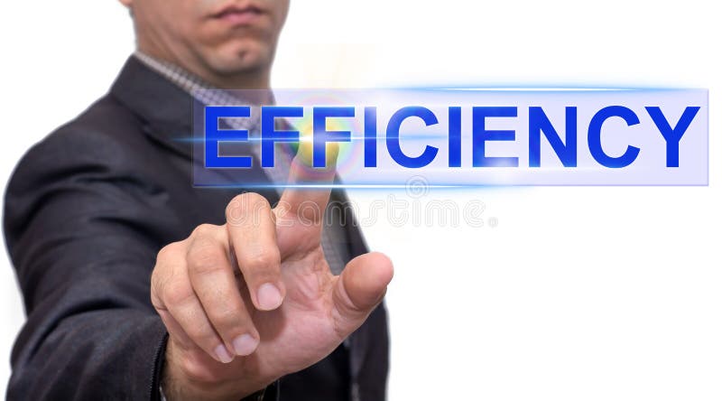 EFFICIENCY Text with Hand of Young Businessman Stock Photo - Image of ...