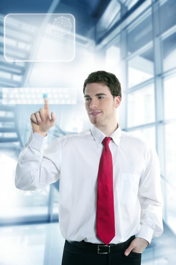 Businessman Touch Finger Copy Space Pad Stock Image - Image of copy ...