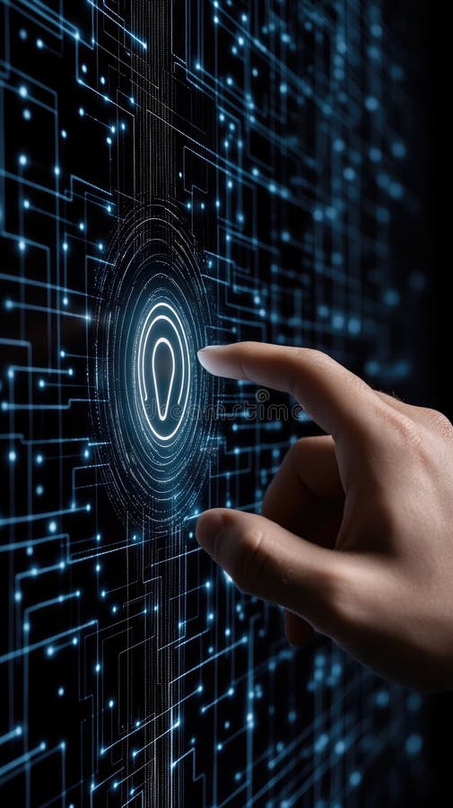 A Businessman Touches a Digital Location Icon on a Virtual Screen ...