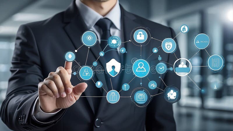 Businessman Touching Access Management Frameworks, User Authentication Processes, Authorization ...