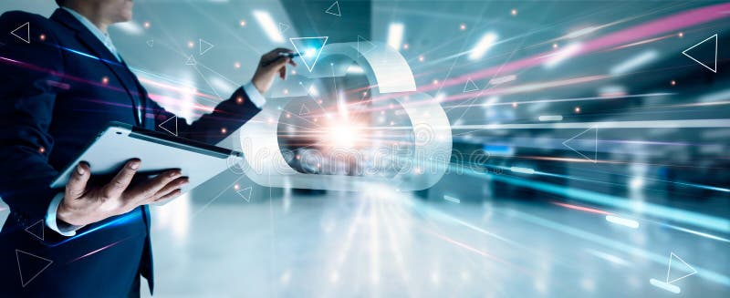 .Businessman Touching Connect To Data Information on Cloud Computing ...