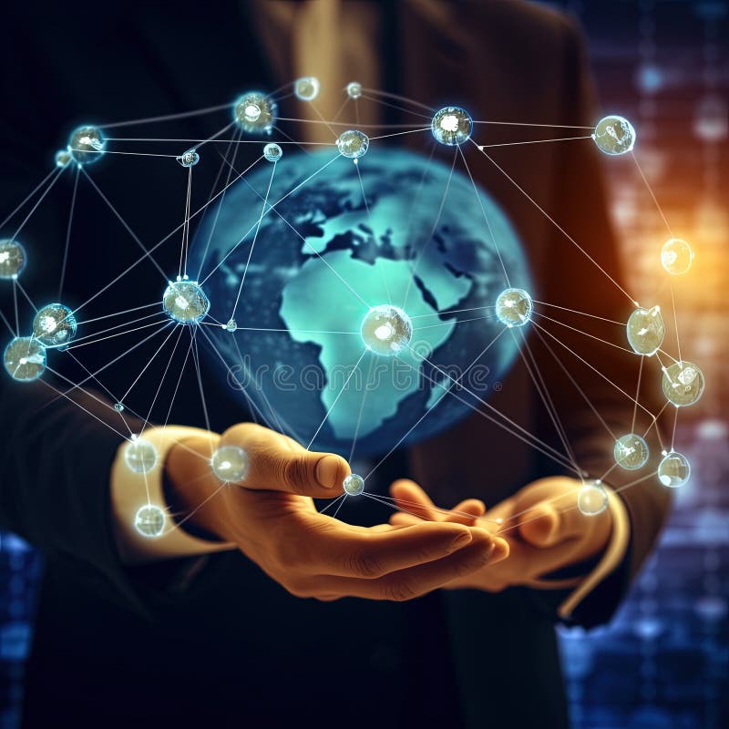 Businessman Touching Customer Global Structure Networking and Data ...