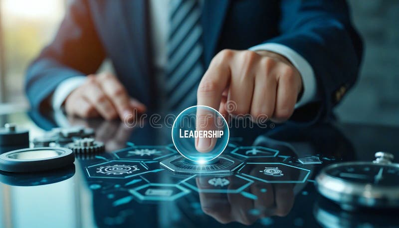 Businessman Activating Leadership Concept on Futuristic Interface Stock ...