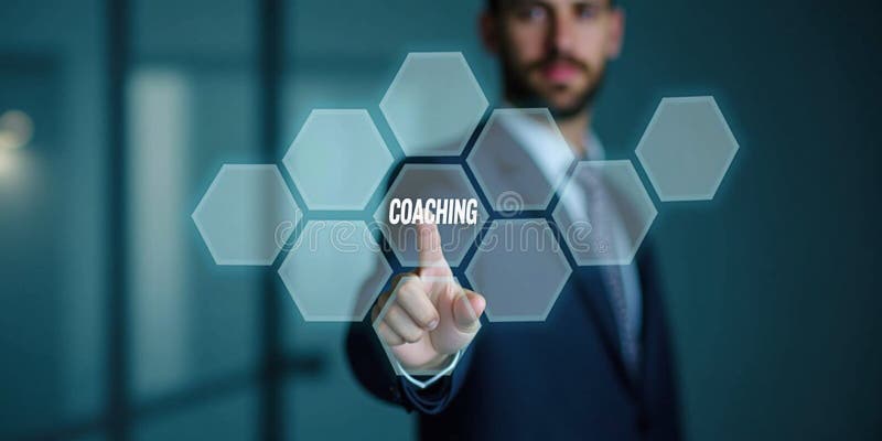 Businessman Touching Futuristic Coaching Interface Stock Illustration ...